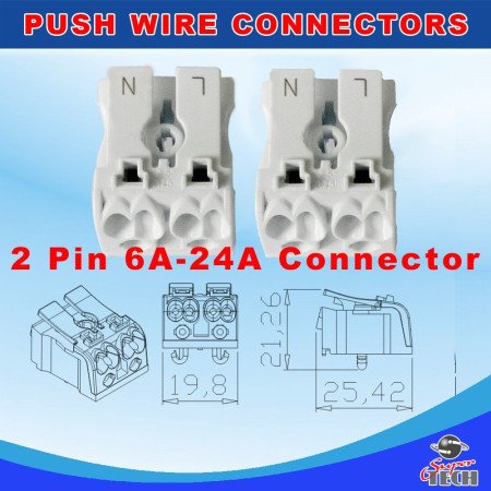 10 x 2 Ways Quick Push Wire Cable Connector Wiring Terminal Block For ...